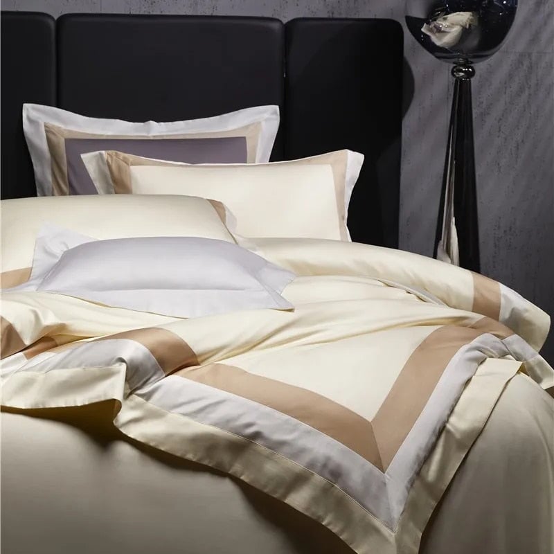 Linear Cream Duvet Cover Set Luxury Designer Bedding Set – Roomie Design