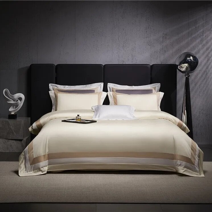 Linear Cream Duvet Cover Set Luxury Designer Bedding Set – Roomie Design