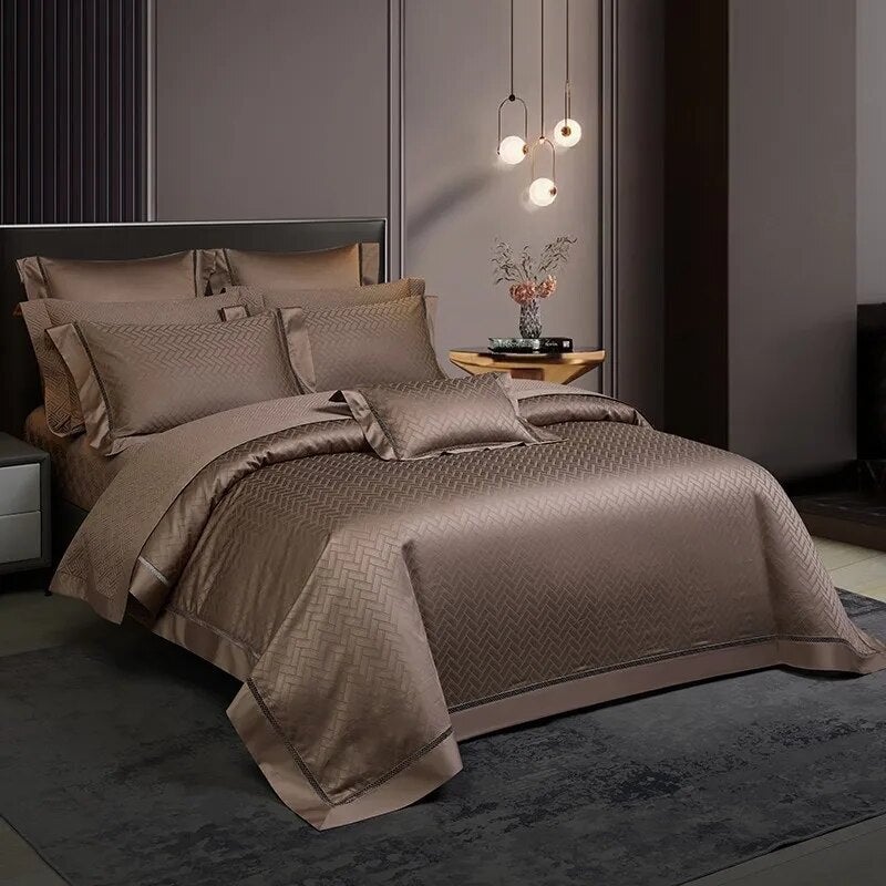 Luxe Brown 1000 TC Duvet Cover Luxury Designer Bedding Set – Roomie Design
