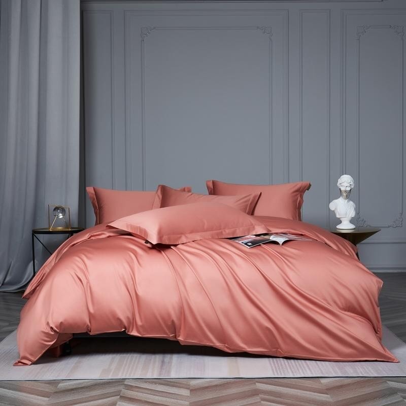 Prestige Salmon Red 1000 TC Egyptian Cotton Luxury Designer Bedding ...