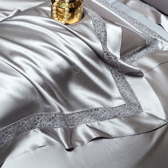 Annabelle Silver Grey Lace Luxury Duvet Cover Set – Roomie Design