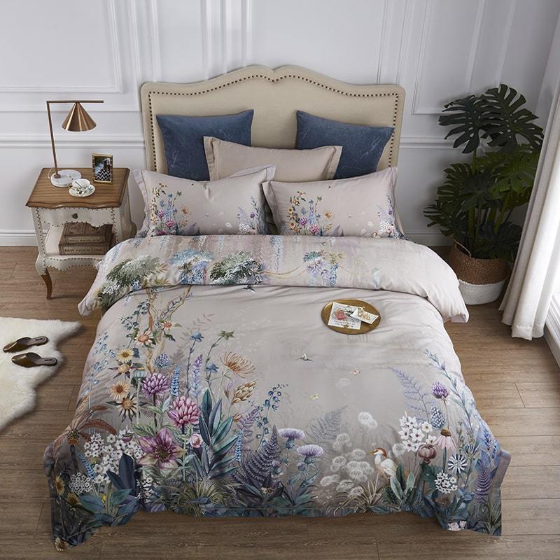 Botanical Duvet Cover Set (Egyptian Cotton, 500 TC) Luxury Designer ...