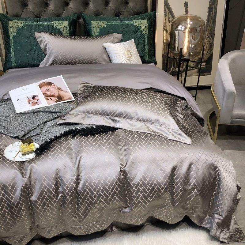 Jasmine Silver Luxury Jacquard Duvet Cover Set Luxury Designer Bedding ...