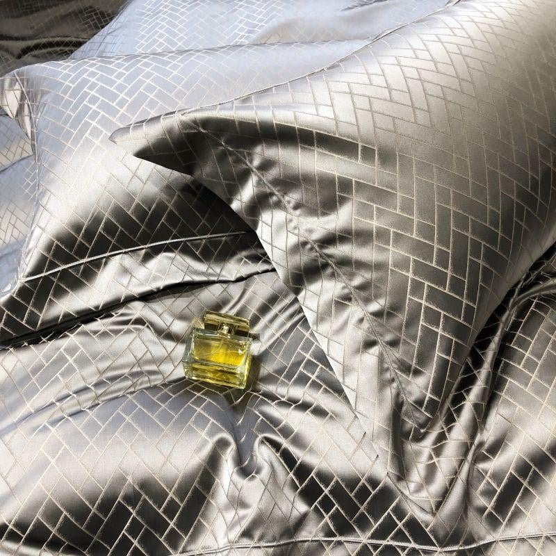 Jasmine Silver Luxury Jacquard Duvet Cover Set Luxury Designer Bedding ...