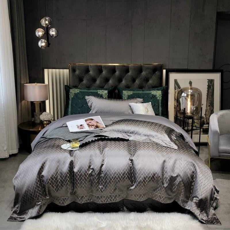 Jasmine Silver Luxury Jacquard Duvet Cover Set Luxury Designer Bedding ...