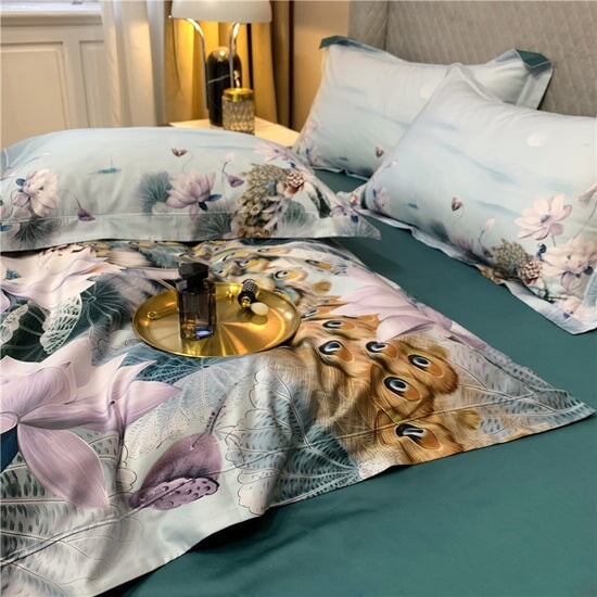 Lotus Blossom Egyptian Cover Duvet Cover Set Luxury Designer Bedding ...