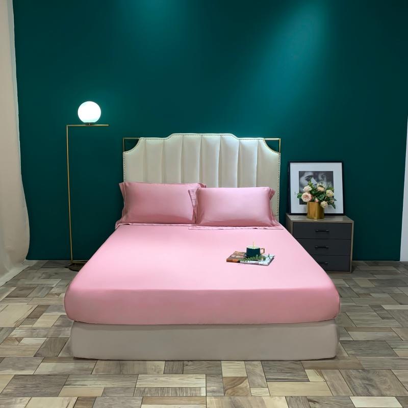 Lyocell Pink Fitted 3 Piece Sheet Set Luxury Designer Bedding Set ...