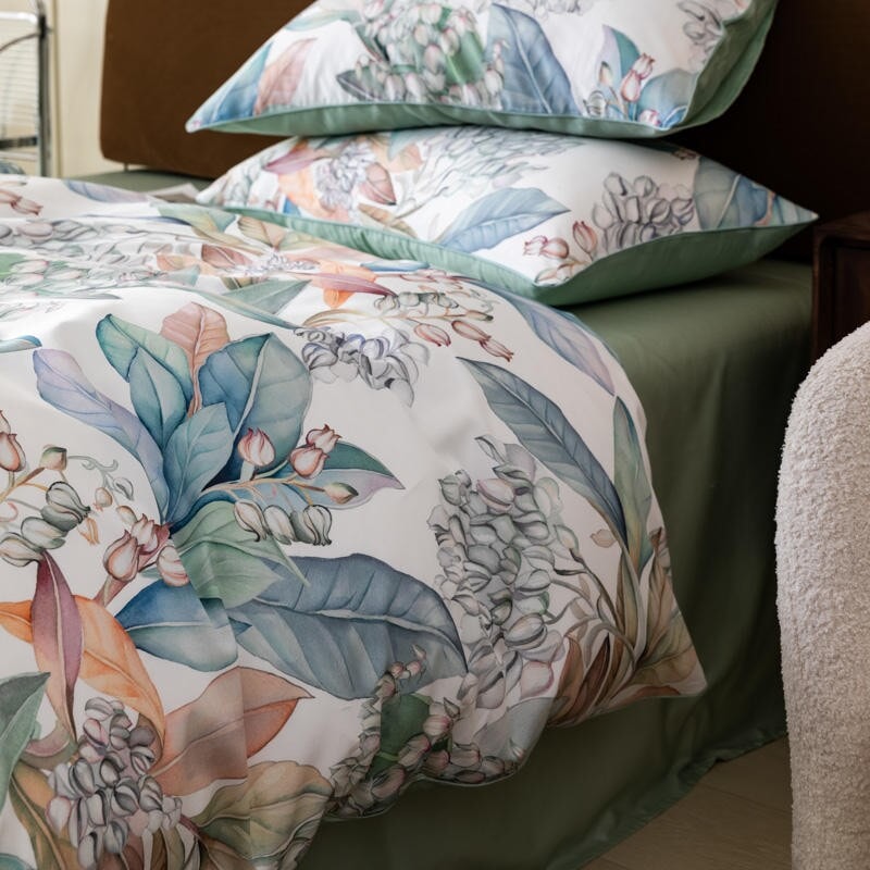 Smudge Floral Duvet Cover Set (Egyptian Cotton, 500 TC) Luxury Designer ...
