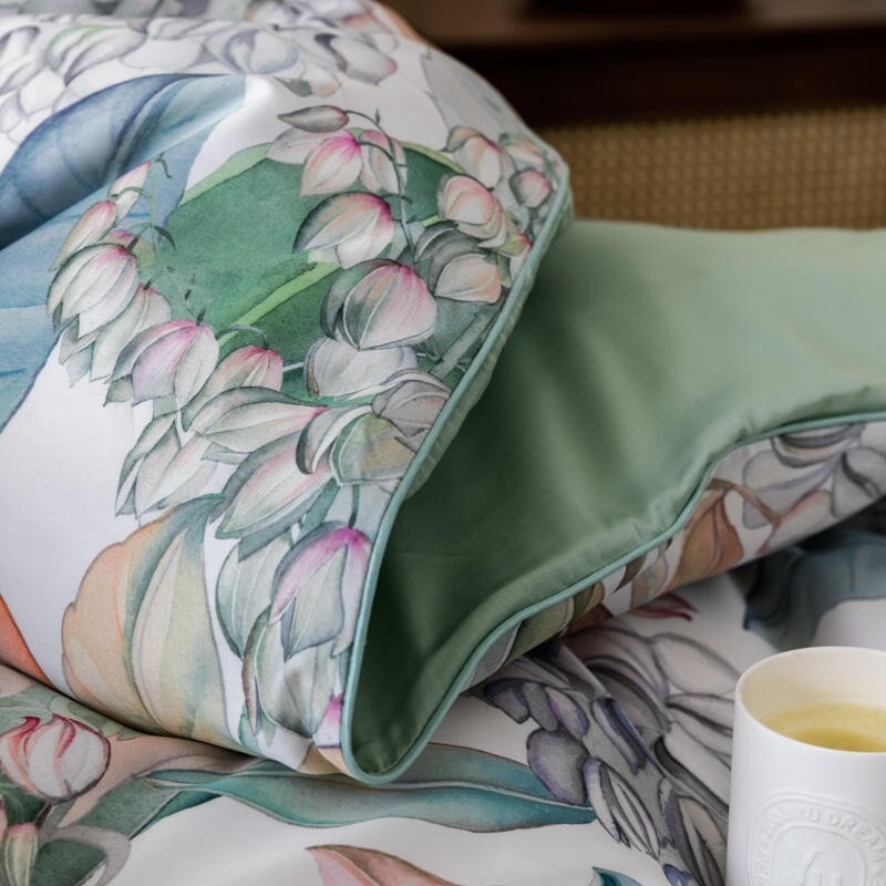 Smudge Floral Duvet Cover Set (Egyptian Cotton, 500 TC) Luxury Designer ...