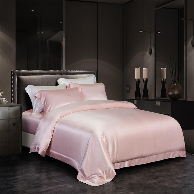 Pale Pink 25 Momme Mulberry Silk Luxury Designer Bedding Set – Roomie ...