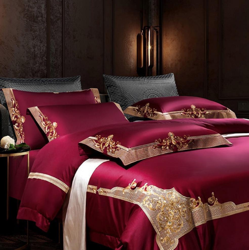 Passion Flame Golden Jacquard Duvet Cover Set Luxury Designer Bedding ...
