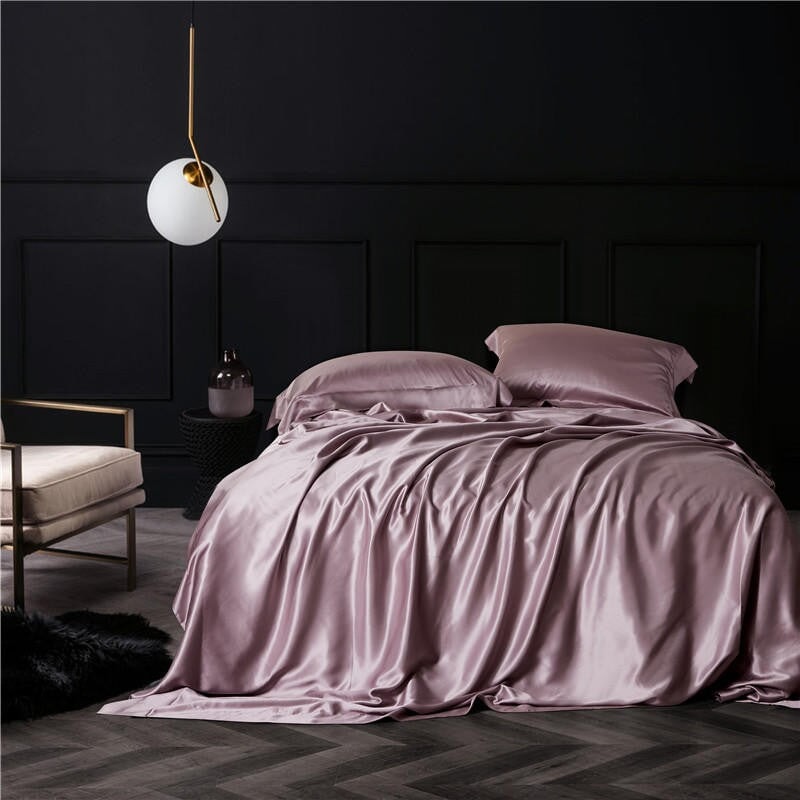 Vintage Pink 25 Momme Mulberry Silk Luxury Designer Bedding Set ...